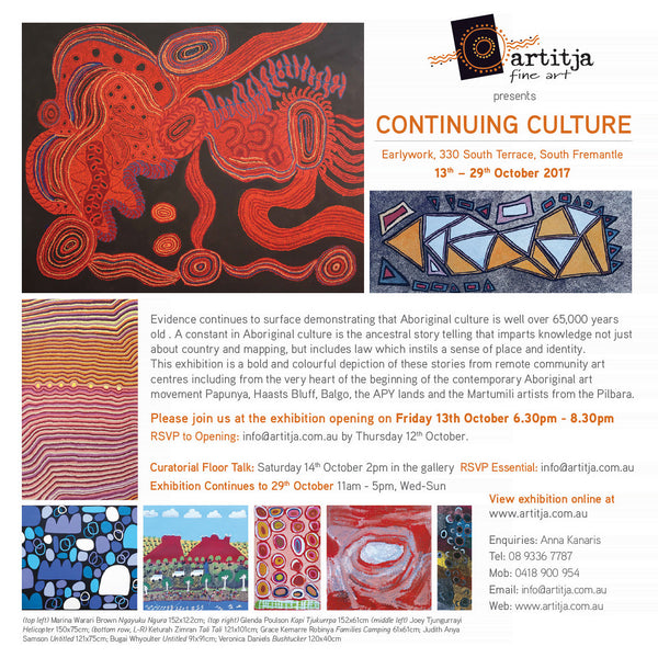 Continuing Culture exhibition at Artitja Fine Art, Fremantle WA ...
